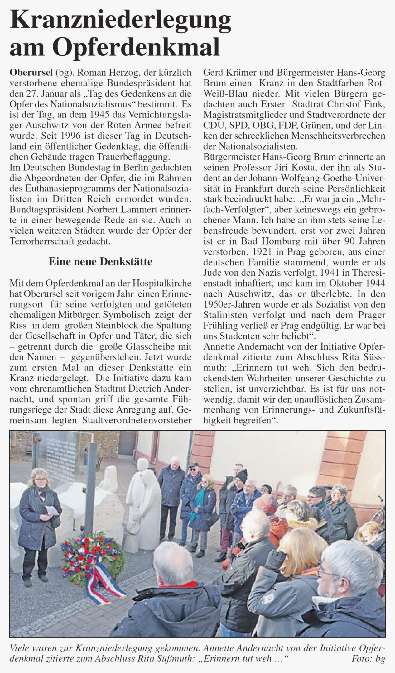 Gedenkstunde zum „Tag des Gedenkens an die Opfer des Nationalsozialismus“ | Initiative ...